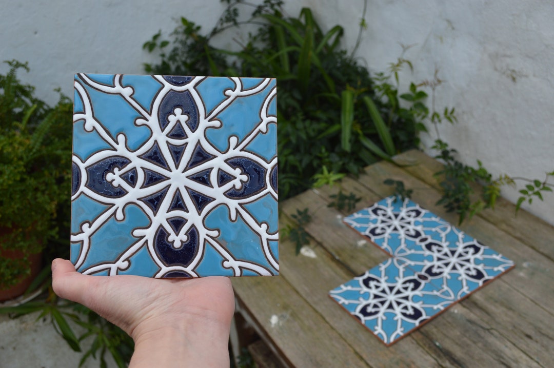 Autentic Geometric Tiles, Hand Painted Tiles, Andalusian Tile, Ceramic ...