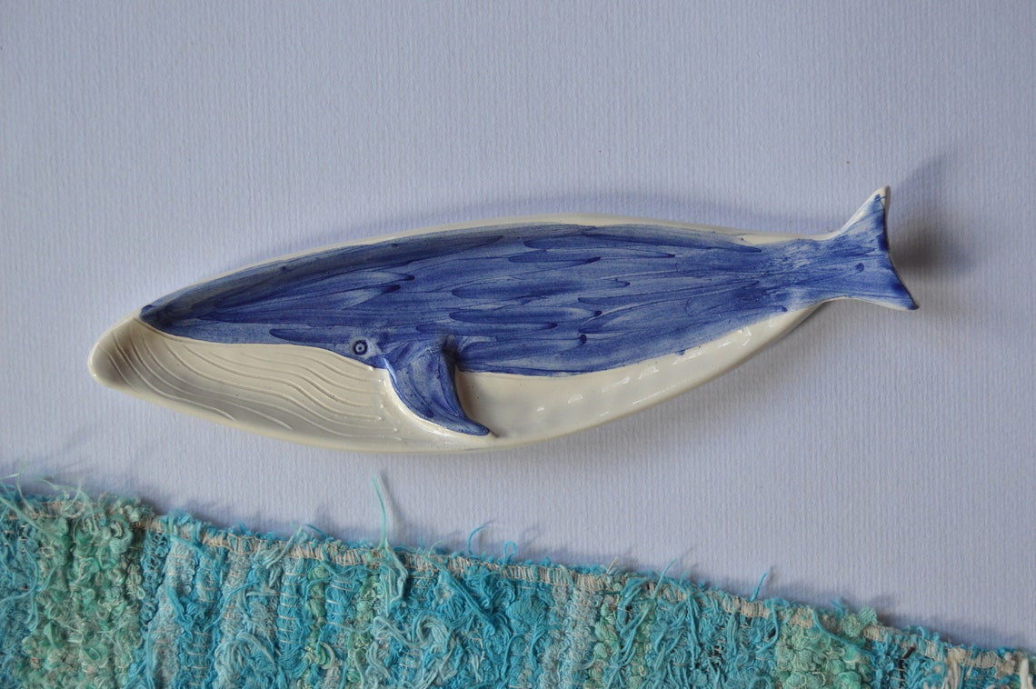 Ceramic whale plate fin whale vessel whale jewelry holder | Etsy