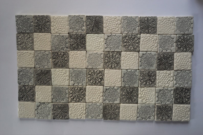 Small ceramic grey tiles handmade spanish tiles ceramic | Etsy