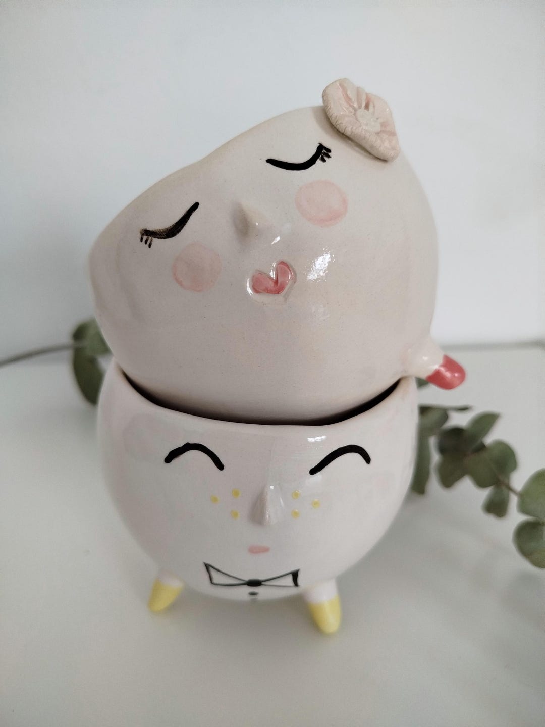 Original Handmade Kawaii Style Pots for Small Plants, Cactus Planter ...