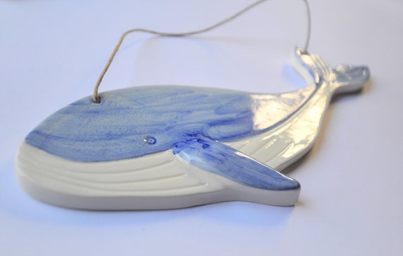 Ceramic blue whale whale wall decoration ocean design blue | Etsy