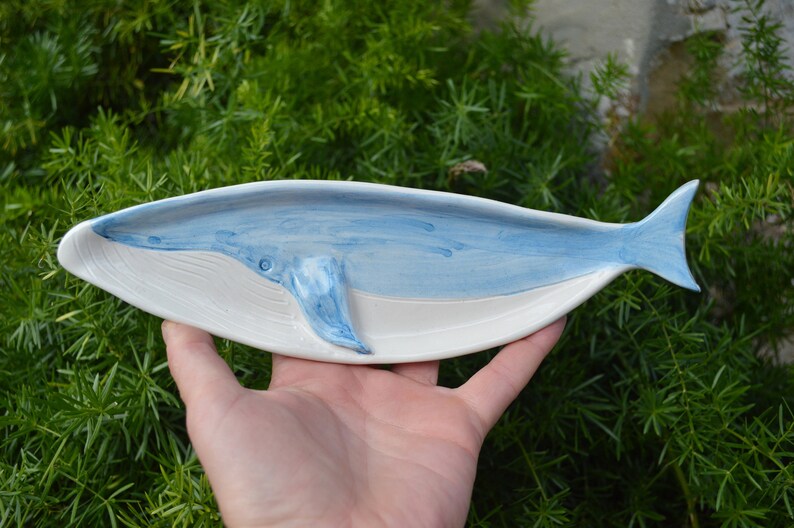 Ceramic whale plate fin whale vessel whale jewelry holder | Etsy
