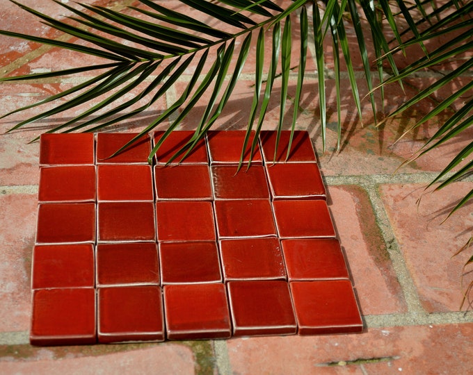 25 Mini Handmade Red Tiles Backsplash Tiles Spanish Tiles - Etsy