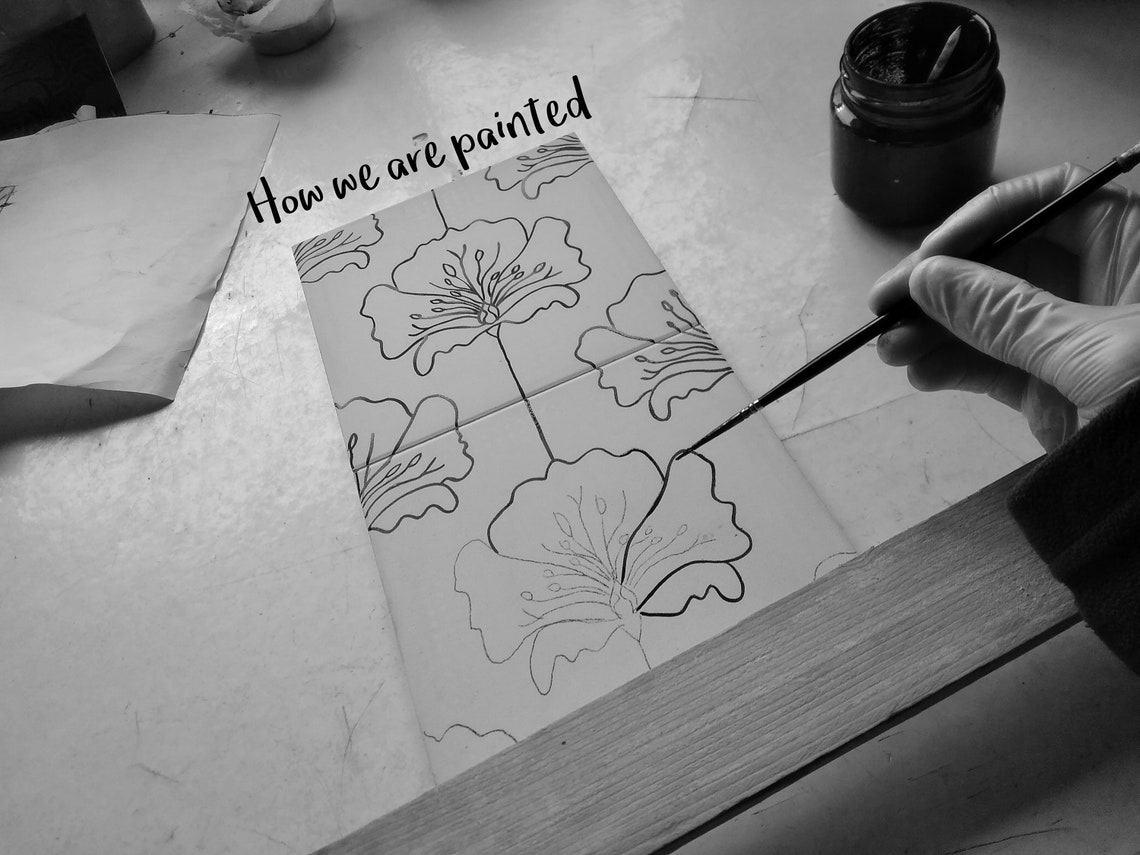 Poppy Flower Spanish Tiles Hand Painted Andalusian Tile Red - Etsy