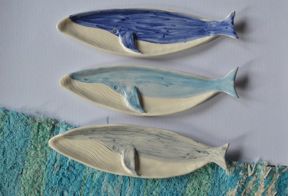 Ceramic whale plate fin whale vessel whale jewelry holder | Etsy
