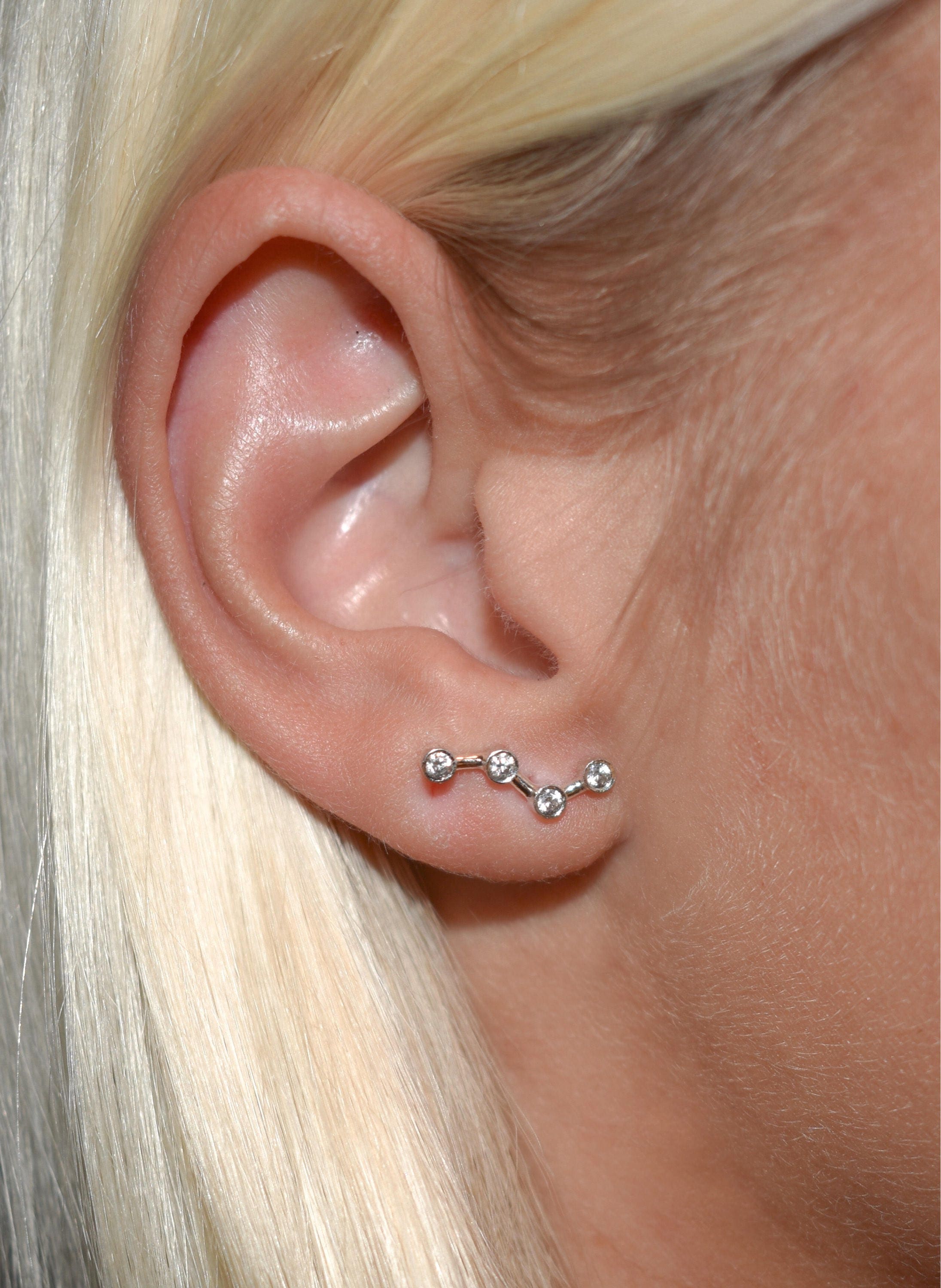Silver Star Constellation Ear Climber Earrings, Zircon - Etsy