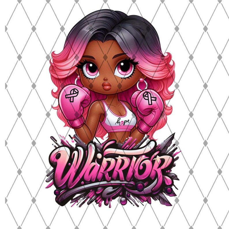 Boxing Betty Boop Breast Cancer Warrior PNG: T-shirt Design (digital ...
