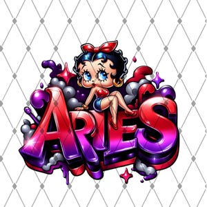 Betty Boop Aries PNG: Zodiac Art Sublimation Design (digital Download ...