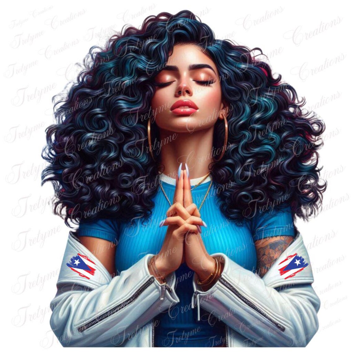 Puerto Rican Woman Praying PNG: Latina Clipart (digital Download) - Etsy