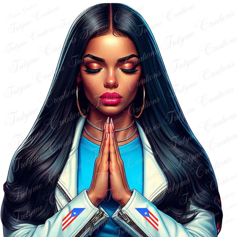 Puerto Rican Woman Praying PNG: Latina Clipart (digital Download) - Etsy