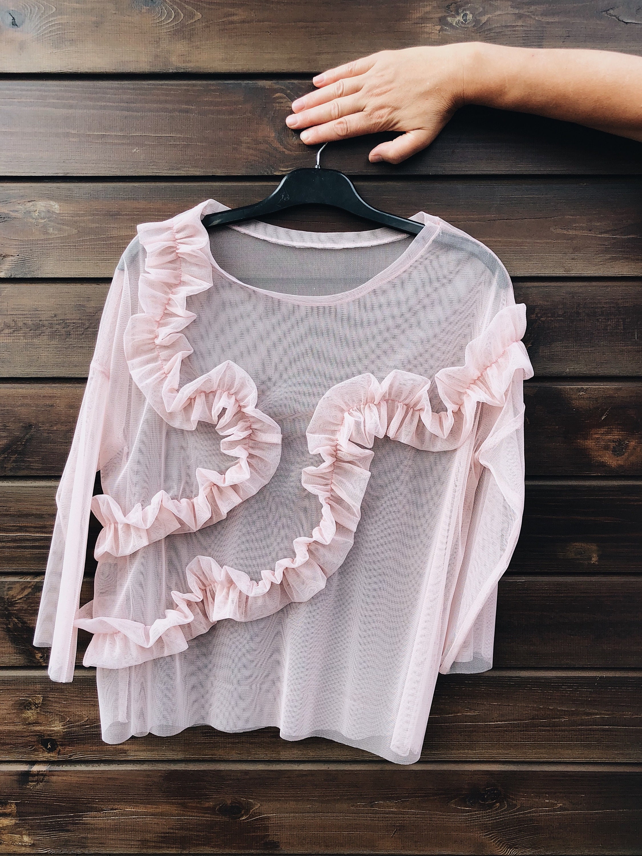 MESH TOP / Sheer Top / Pink Top / Pink Mesh Top / Tulle Top / - Etsy