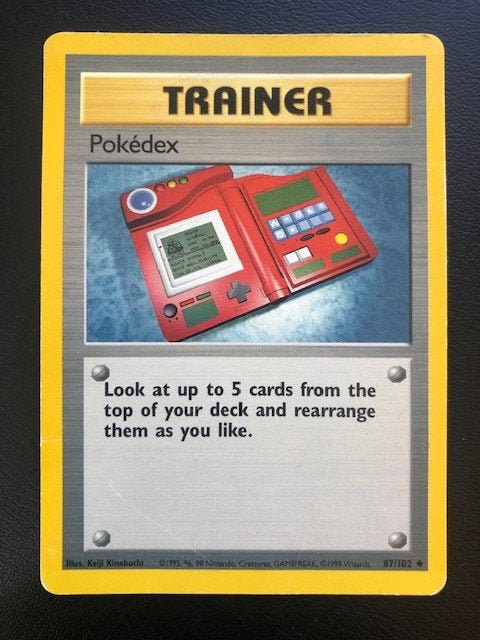 Pokemon Trainer Card - Pokédex #87/102 Shadowless Uncommon - Etsy