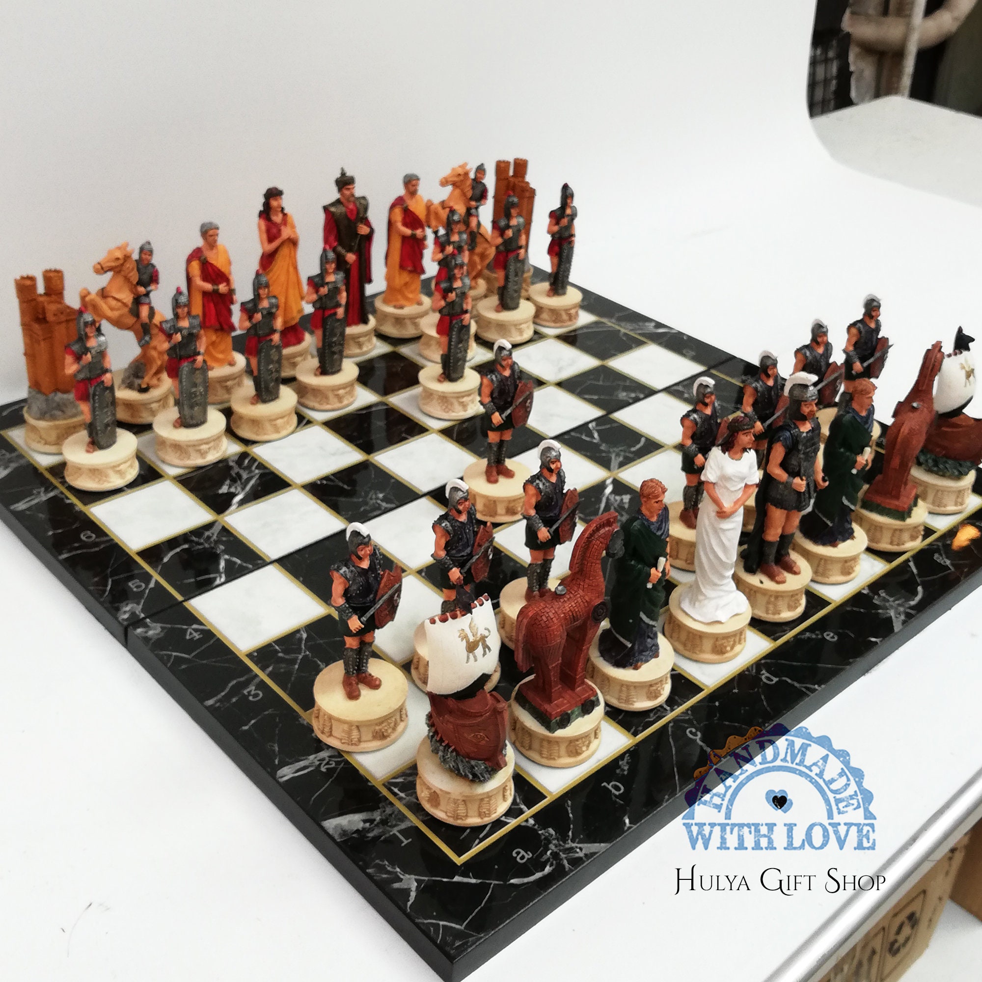 Troy Trojan War Hand Painted Poly Resin Chess Sethistorical - Etsy