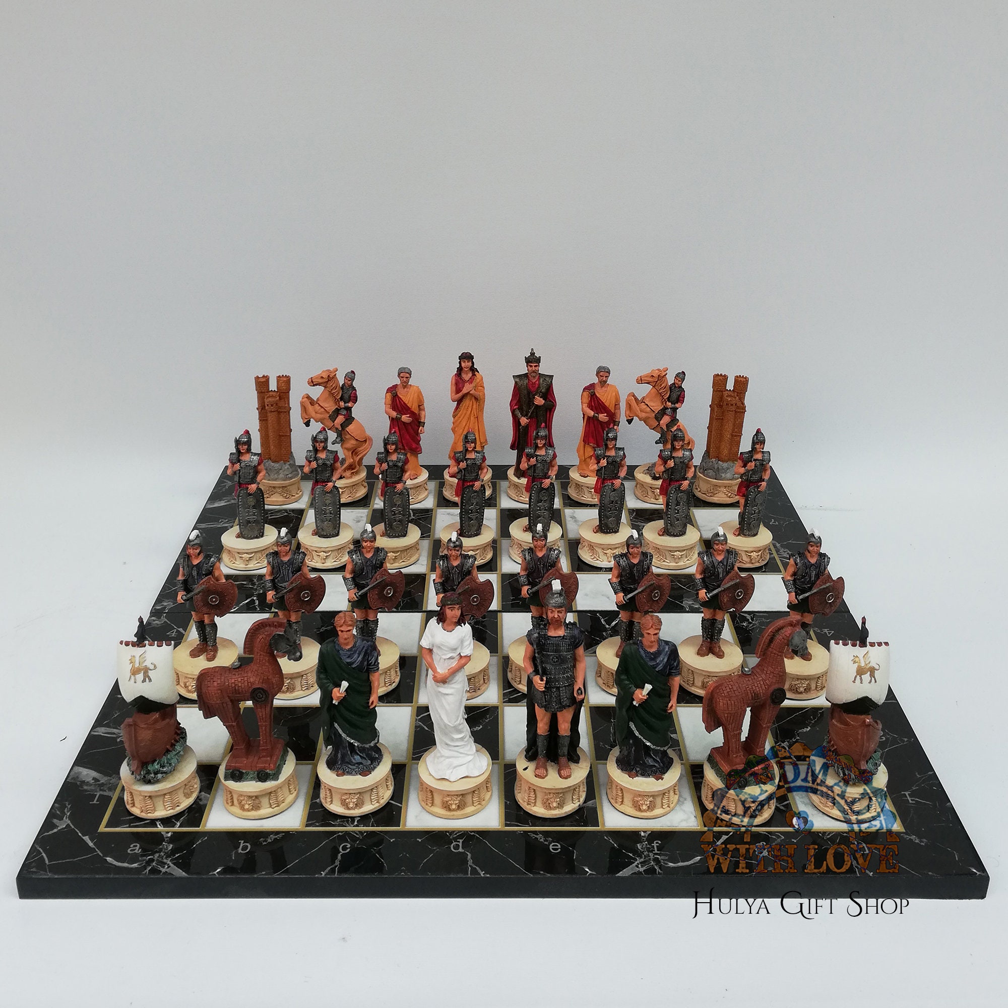 Troy Trojan War Hand Painted Poly Resin Chess Sethistorical - Etsy