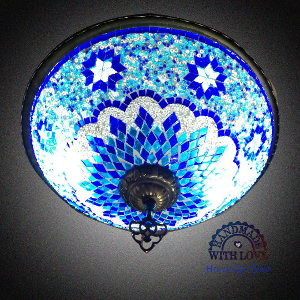 Starlight Blue Turquoise White Stars Turkish Flush - Etsy