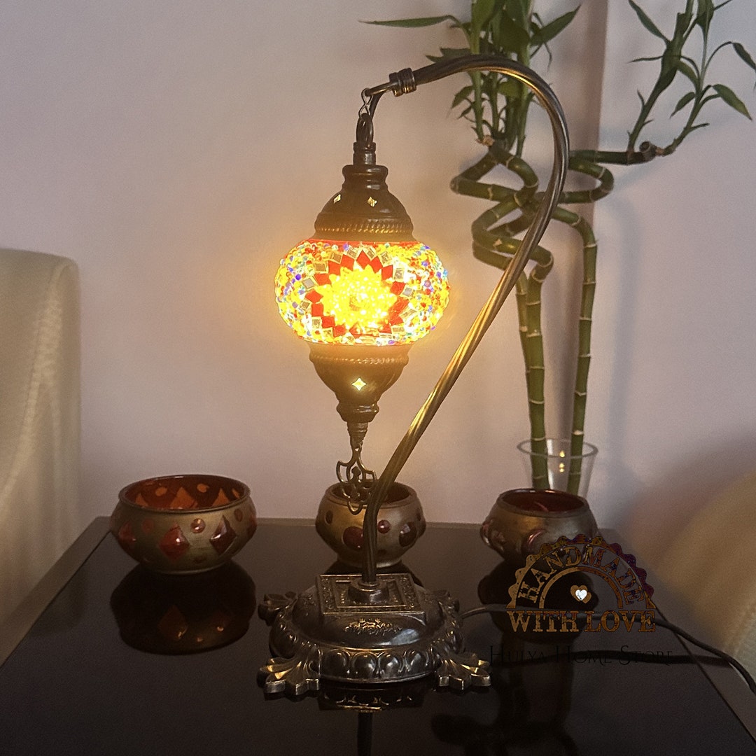 Sunflower Table Top Turkish Lamp,hand Made Mosaic Lamp,40 Different ...