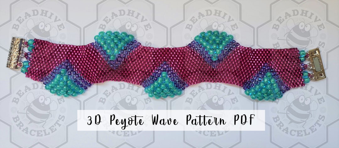 3D Peyote Wave Cuff Pattern Peyote Beading Bracelet Cuff Bead Pattern ...