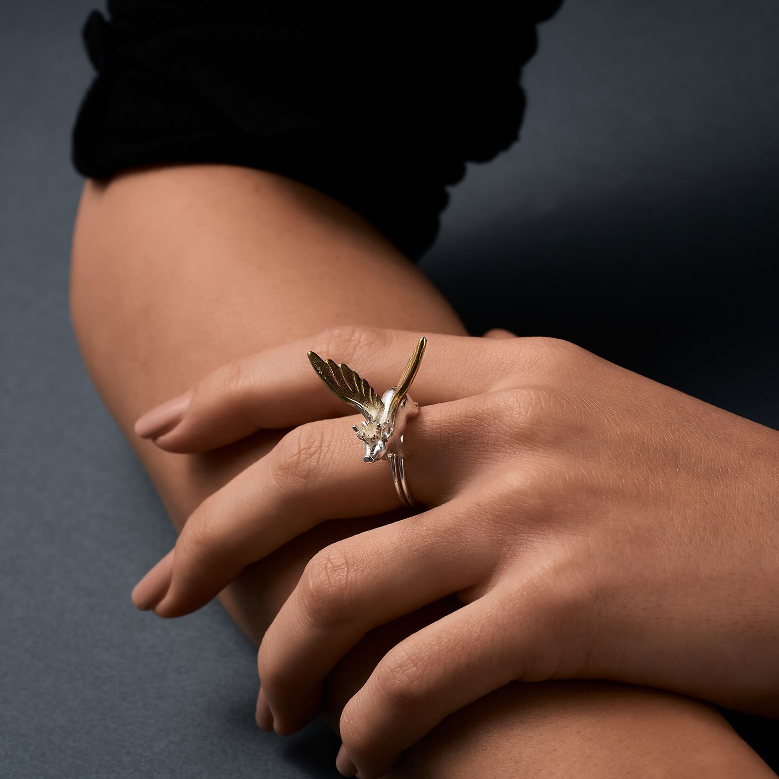 Flying Pig Ring, Statement Ring, Silver Ring, Sterling Silver Pig Ring ...