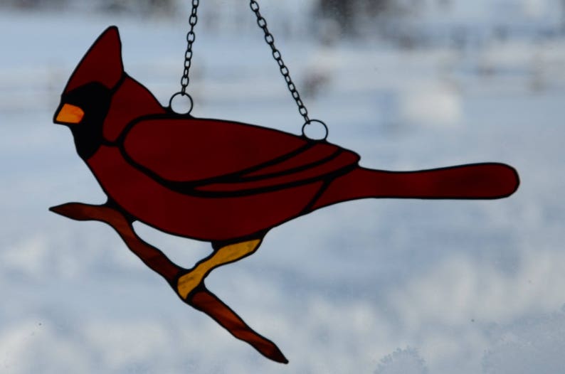 Stained Glass Cardinal Sun Catcher Etsy