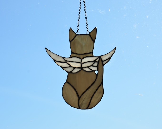 Stained Glass Angel Cat Sun Catcher - Etsy