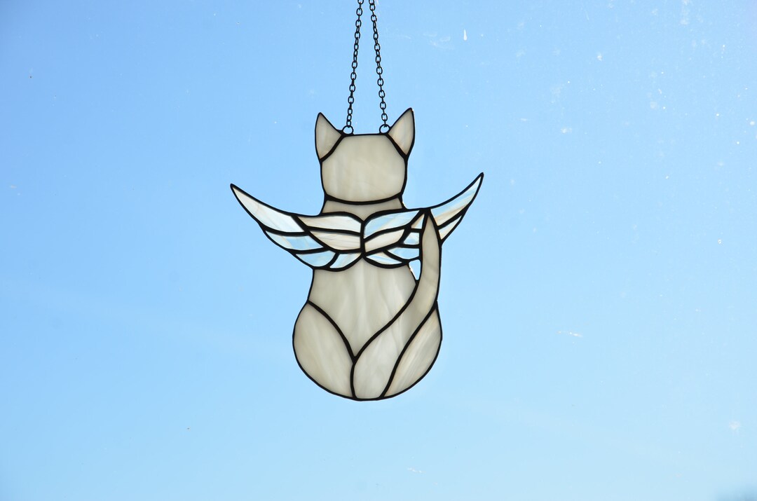 Stained Glass Angel Cat Sun Catcher - Etsy