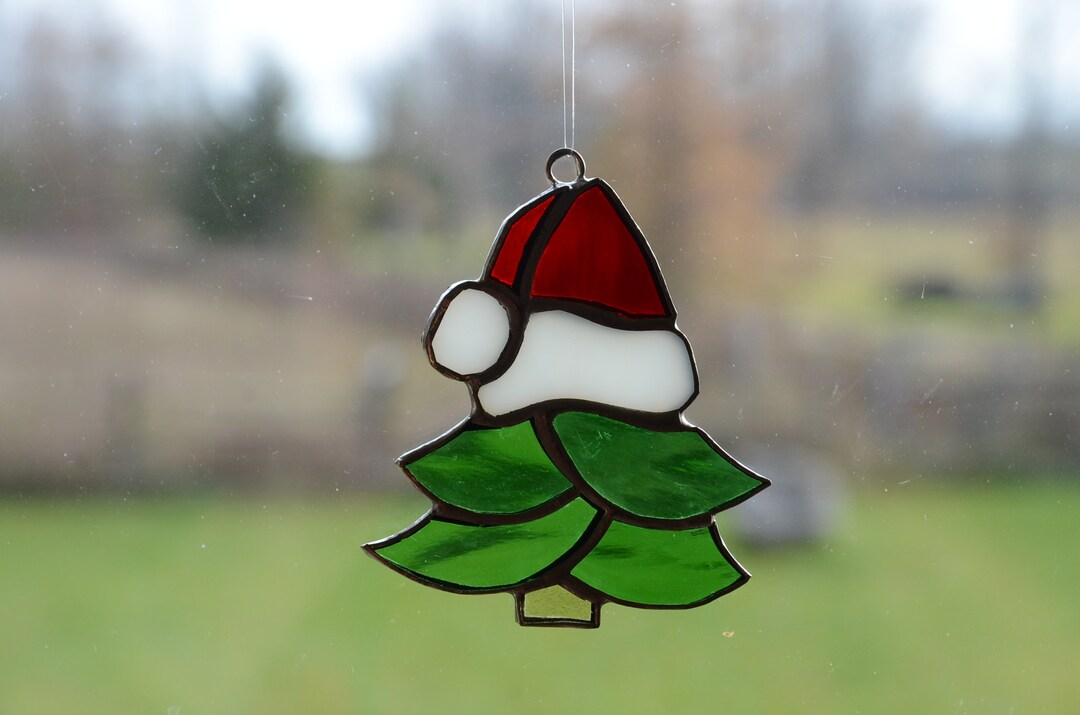 Stained Glass Santa Hat Christmas Tree Ornament - Etsy Canada