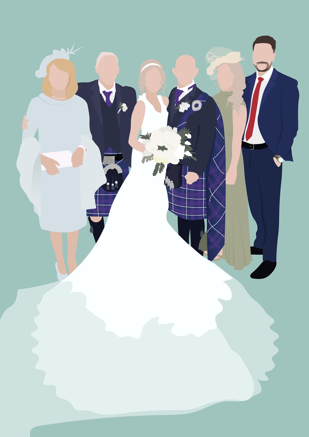 Personalised Group Coloured Illustration Prints - Etsy UK