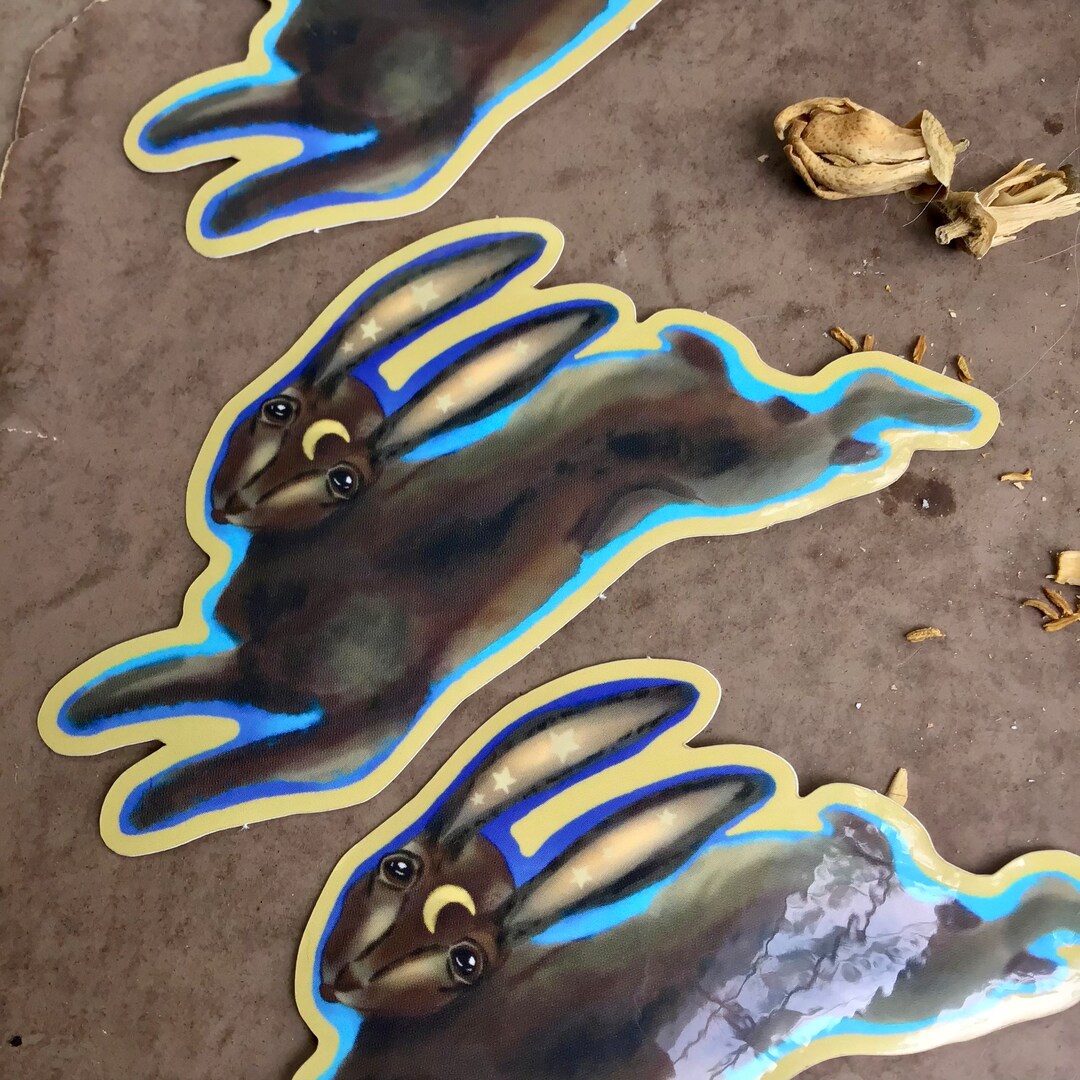 Moon Hare Vinyl Sticker, Metaphysical Sticker, Pagan Sticker, Celestial ...