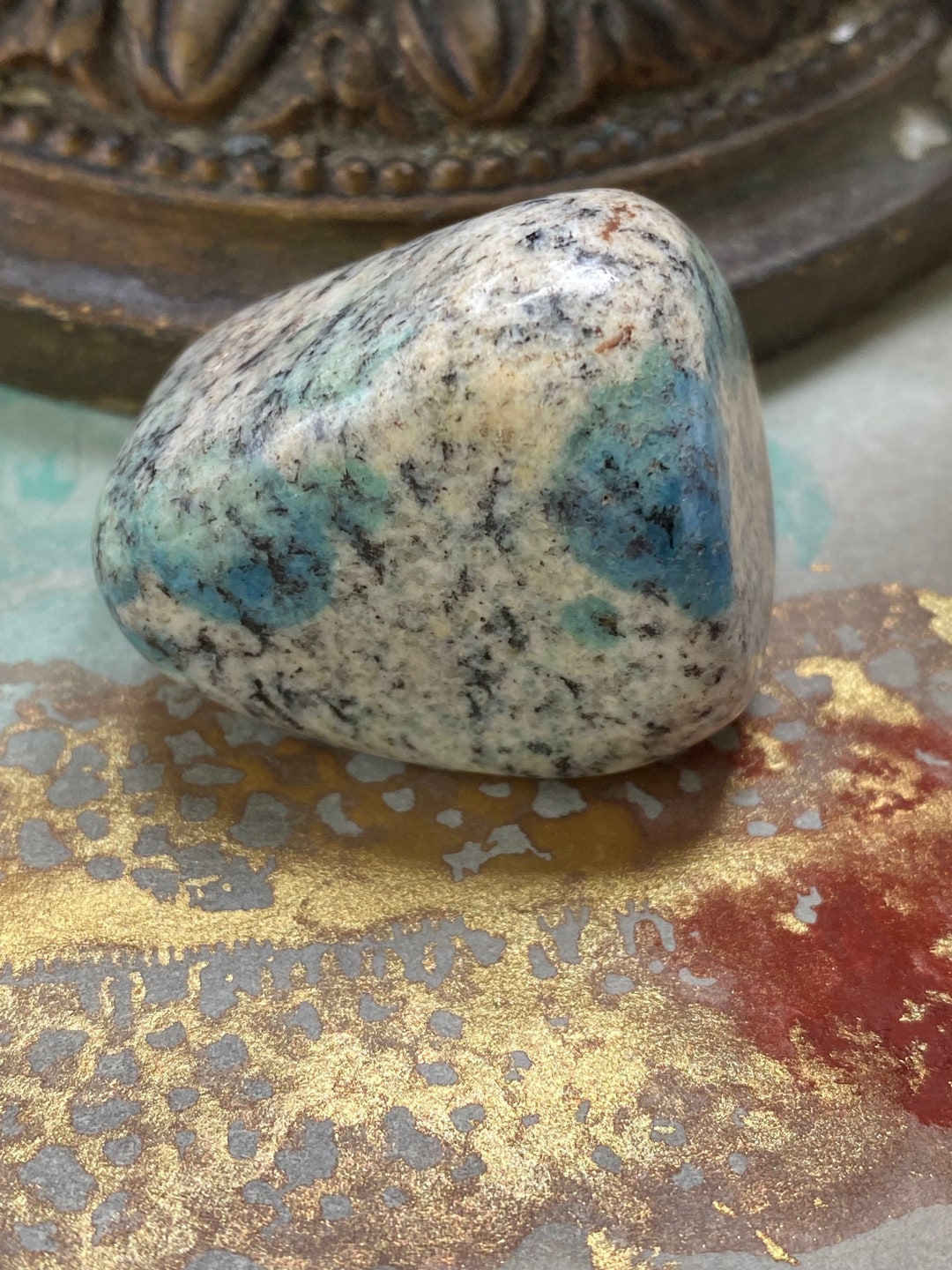 K2 GRANITE TUMBLE Azurite Inclusions - Etsy