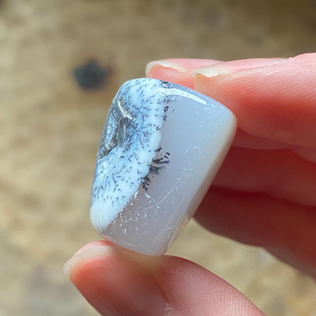 MERLINITE TUMBLE STONE, Dendritic Opal Black and White Polished Crystal ...