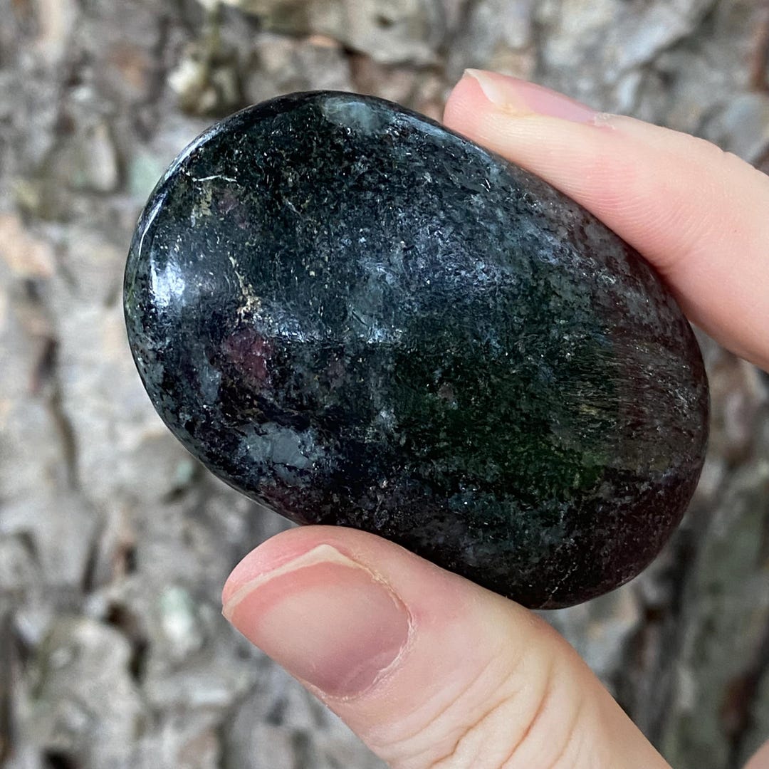 Alamandine Garnet in Biotite Polished Palm Stone | Pakistan 62 Grams - Etsy