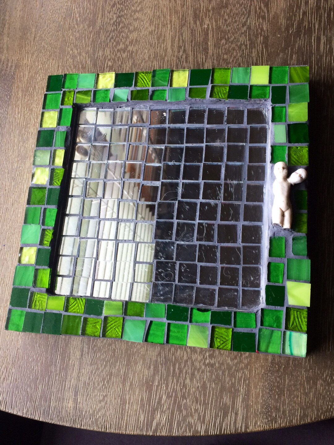Green Tiled Mosaic Mirror Small Wall Hanging Disjointed Self Imagery - Etsy