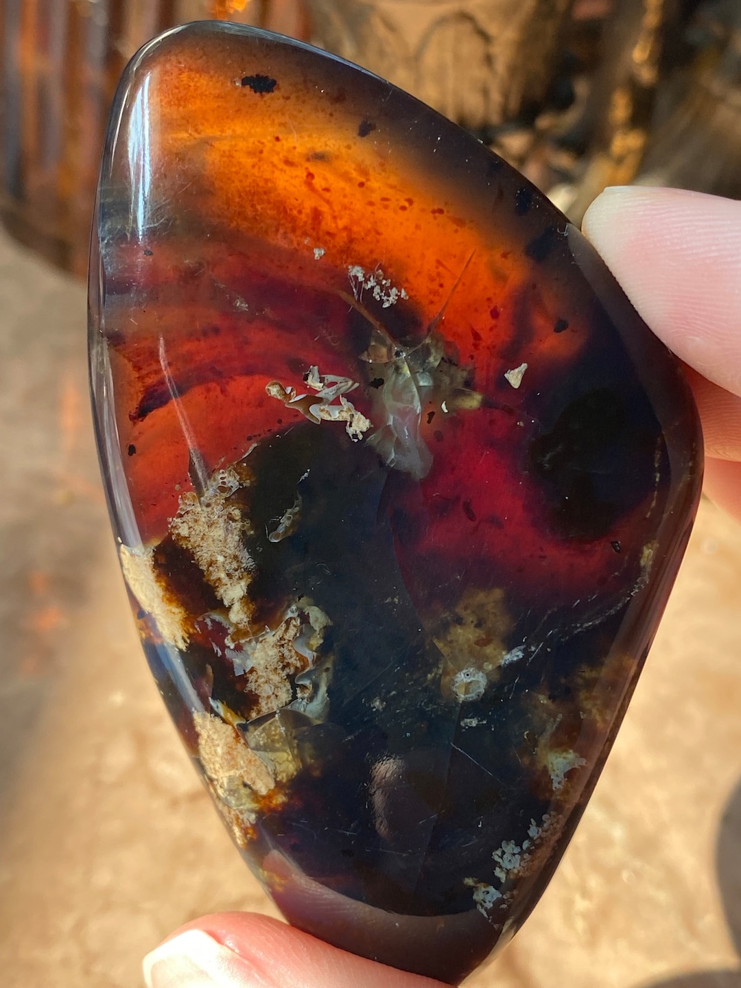 INDONESIAN AMBER FULLY Rare Polished Blue, High Quality Blue Amber Hand ...