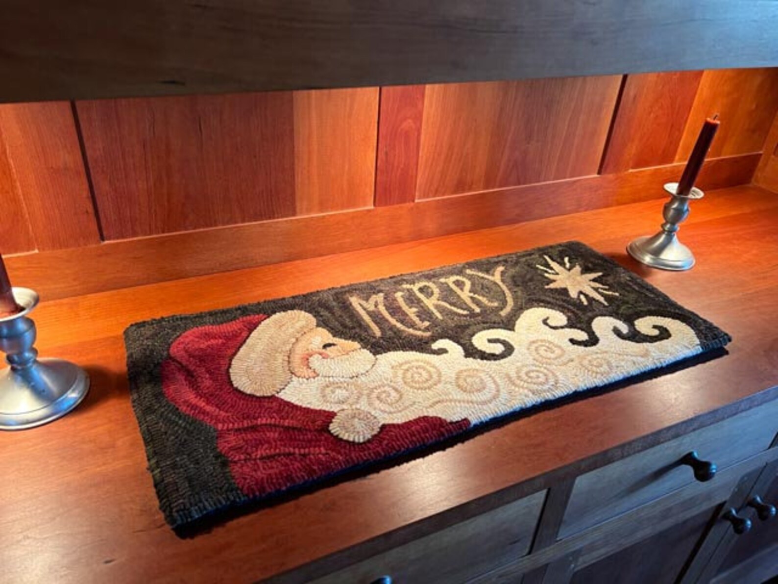 MERRY SANTA- Rug Hooking Pattern Designed by Therese Shick - - Etsy