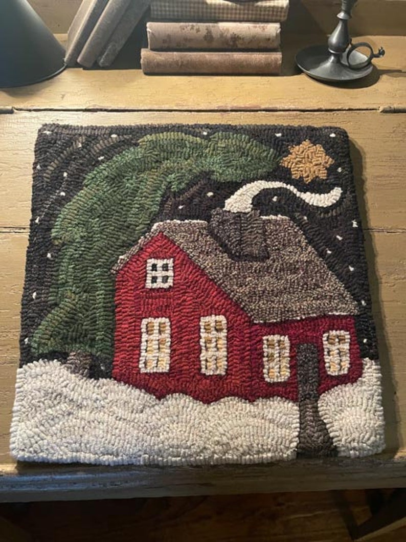 CHRISTMAS CABIN (village Tile Series) - Traditional Rug Hooking Pattern ...