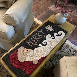 MERRY SANTA- Rug Hooking Pattern Designed by Therese Shick - - Etsy