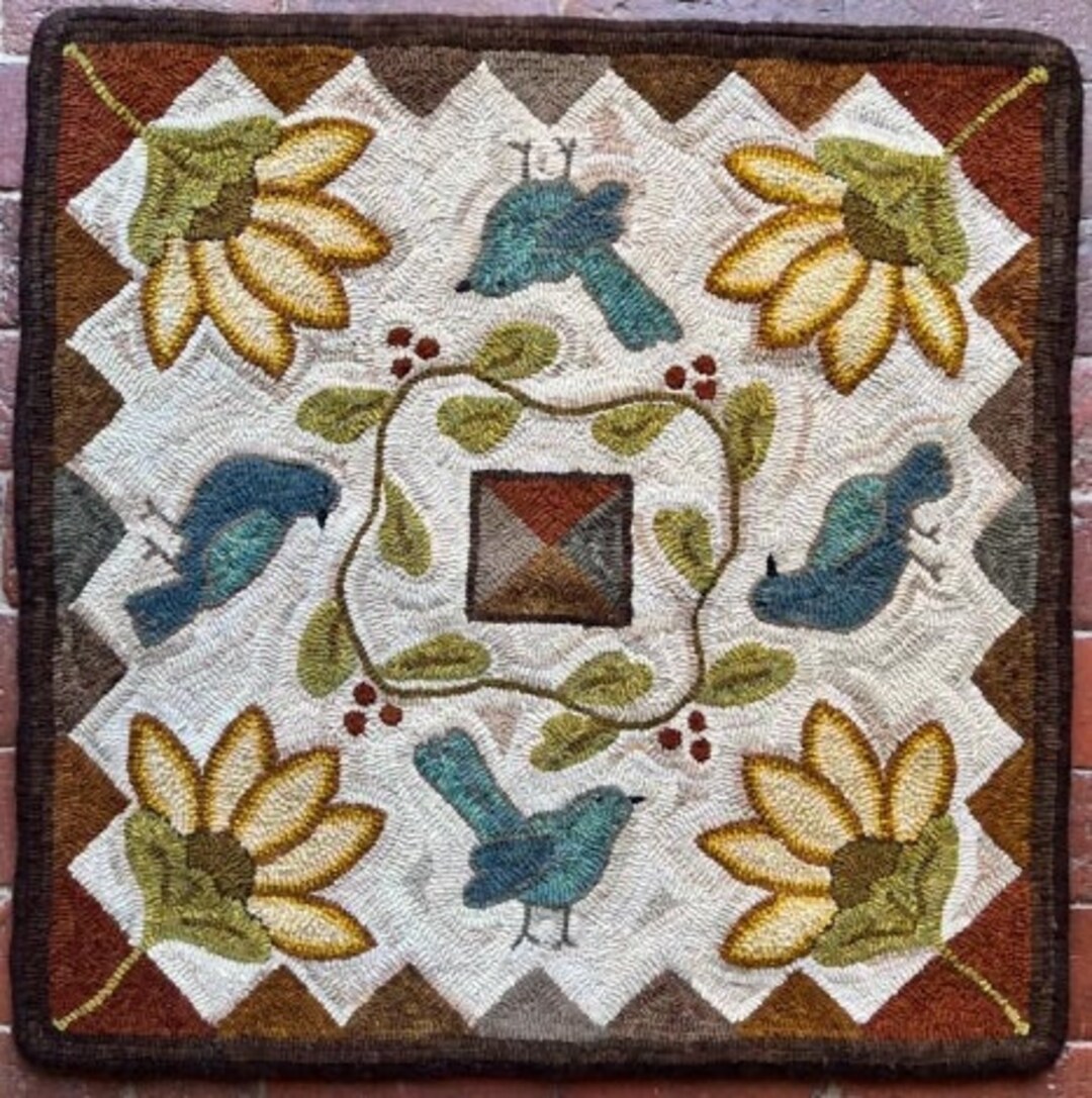 FOUR PATCH BLUEBIRDS Rug Hooking Pattern Designed by Therese Shick - Etsy