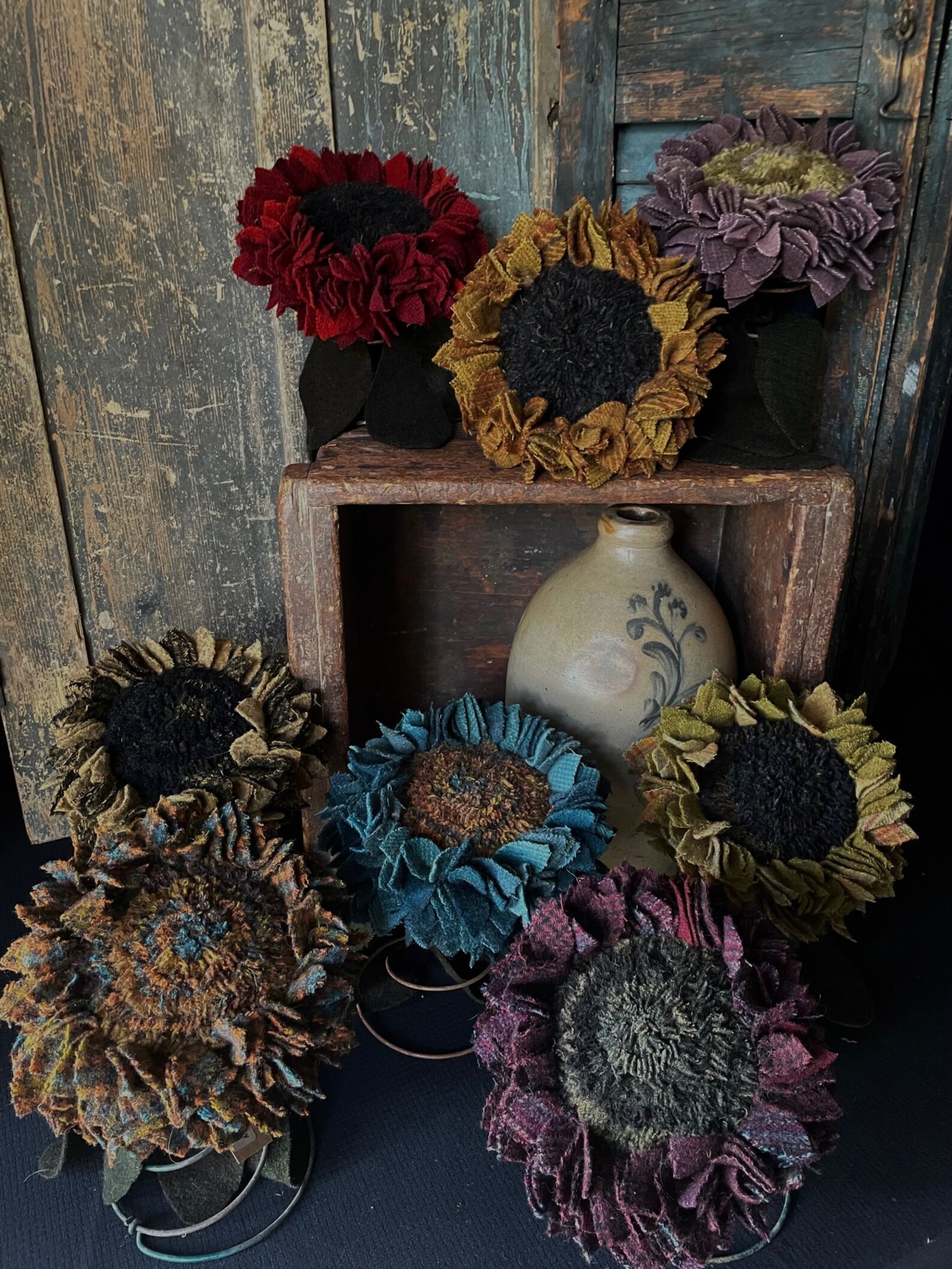 Wool PRODDY FLOWER (directions) "kit" With 2 Antique Bedsprings ...
