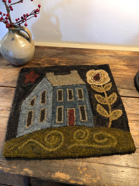 BLUE SALTBOX village Tile Series Traditional Rug Hooking - Etsy