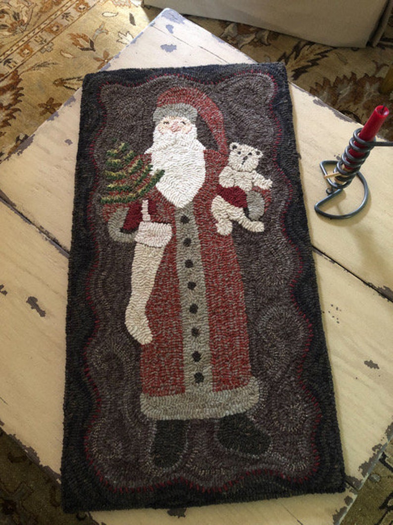 TEDDY BEAR SANTA Rug Hooking Pattern Designed by Therese - Etsy