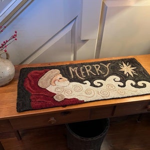MERRY SANTA- Rug Hooking Pattern Designed by Therese Shick - - Etsy