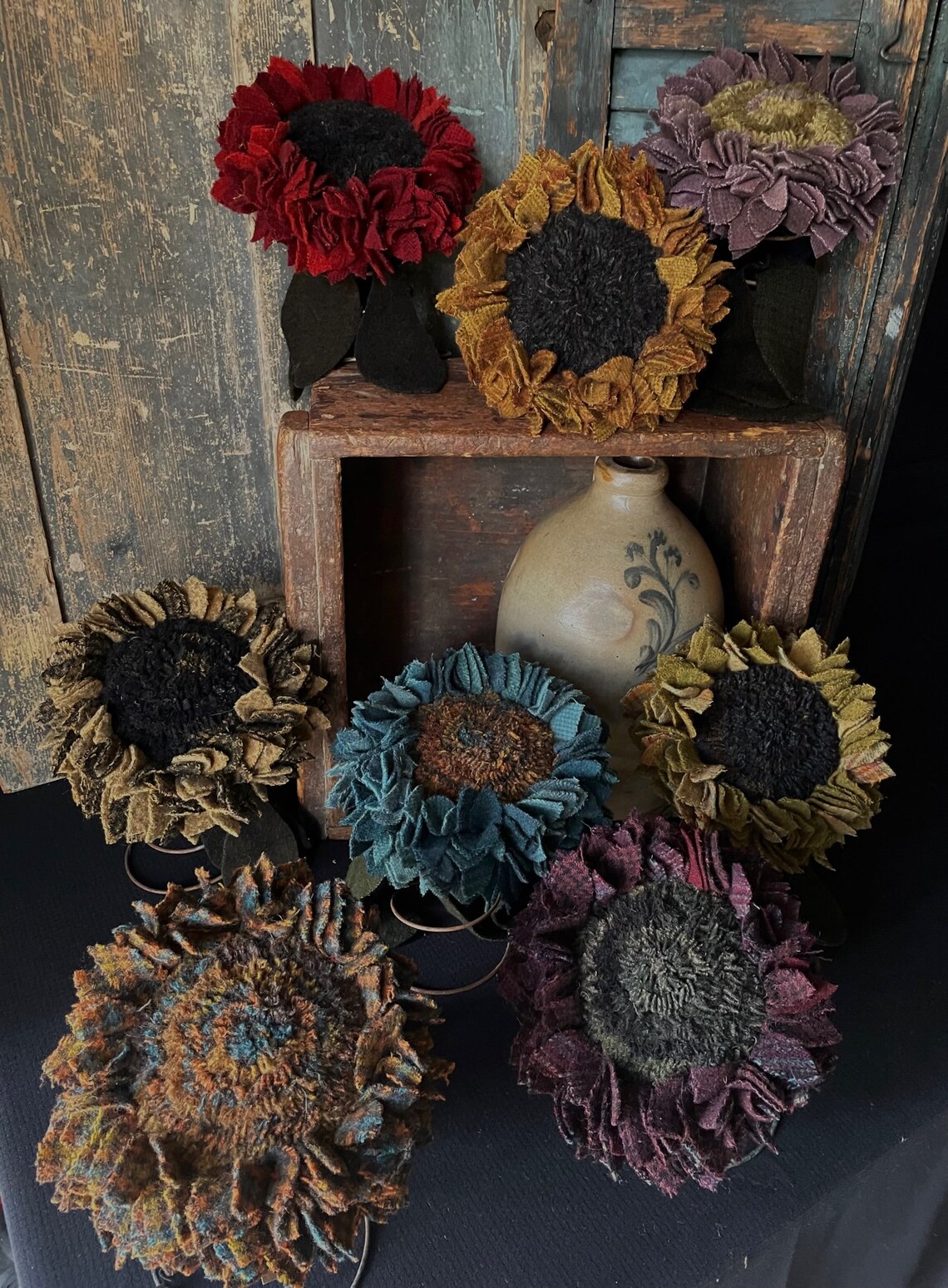 Wool PRODDY FLOWER (directions) "kit" With 2 Antique Bedsprings ...