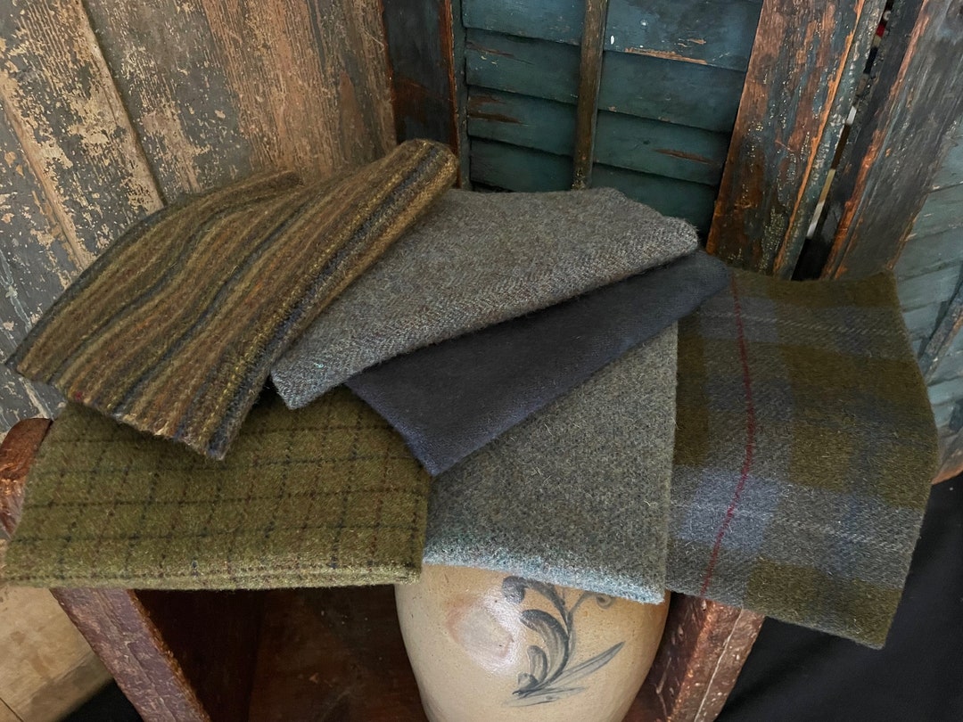 Primitive BLUE & GREEN Mixed Mill and Hand-dyed Wool Stack Premium Wool ...