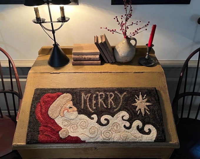 MERRY SANTA- Rug Hooking Pattern Designed by Therese Shick - - Etsy