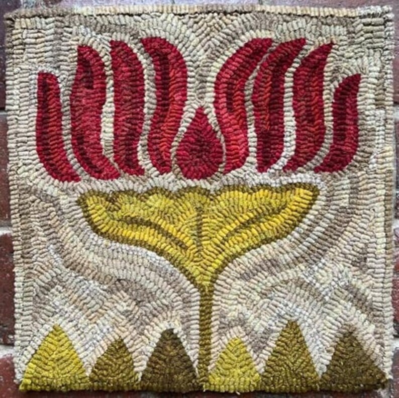 PRIM FLAMEFLOWER (footer Series) - Traditional Rug Hooking Pattern ...