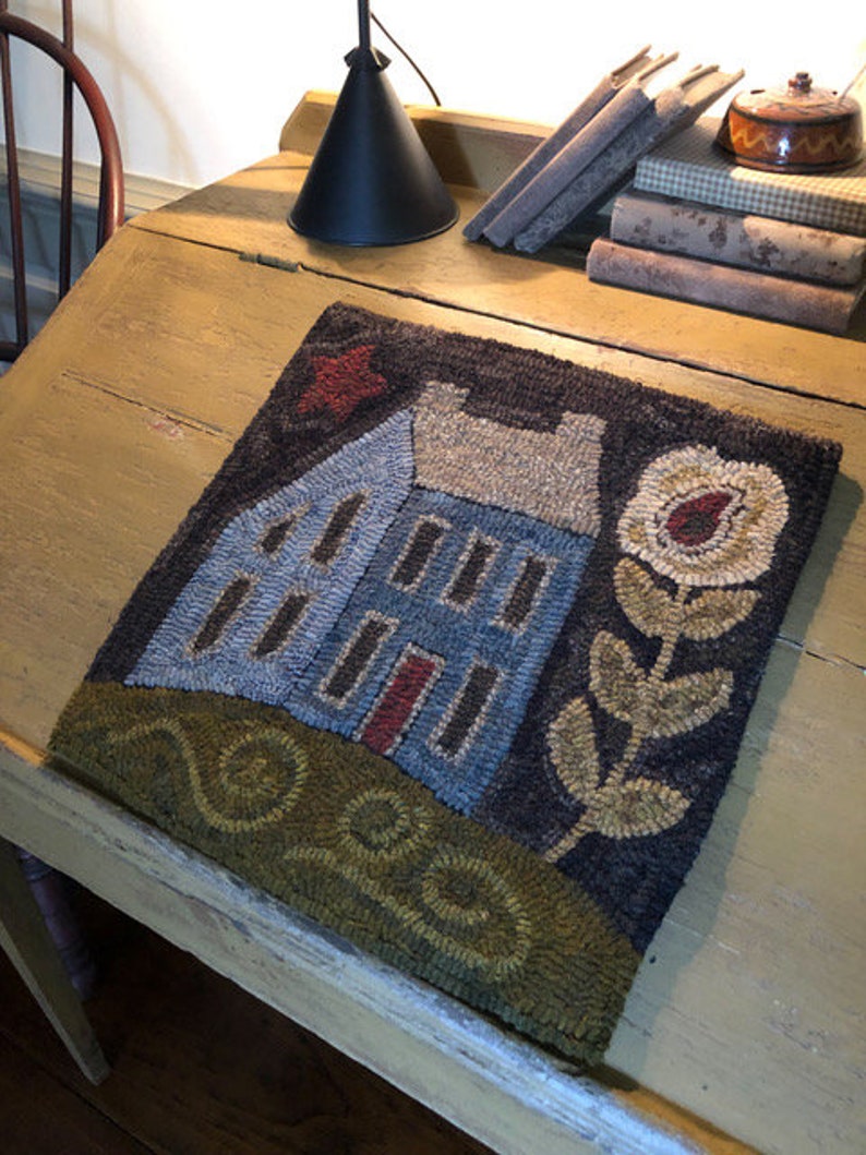 BLUE SALTBOX (village Tile Series) - Traditional Rug Hooking Pattern ...