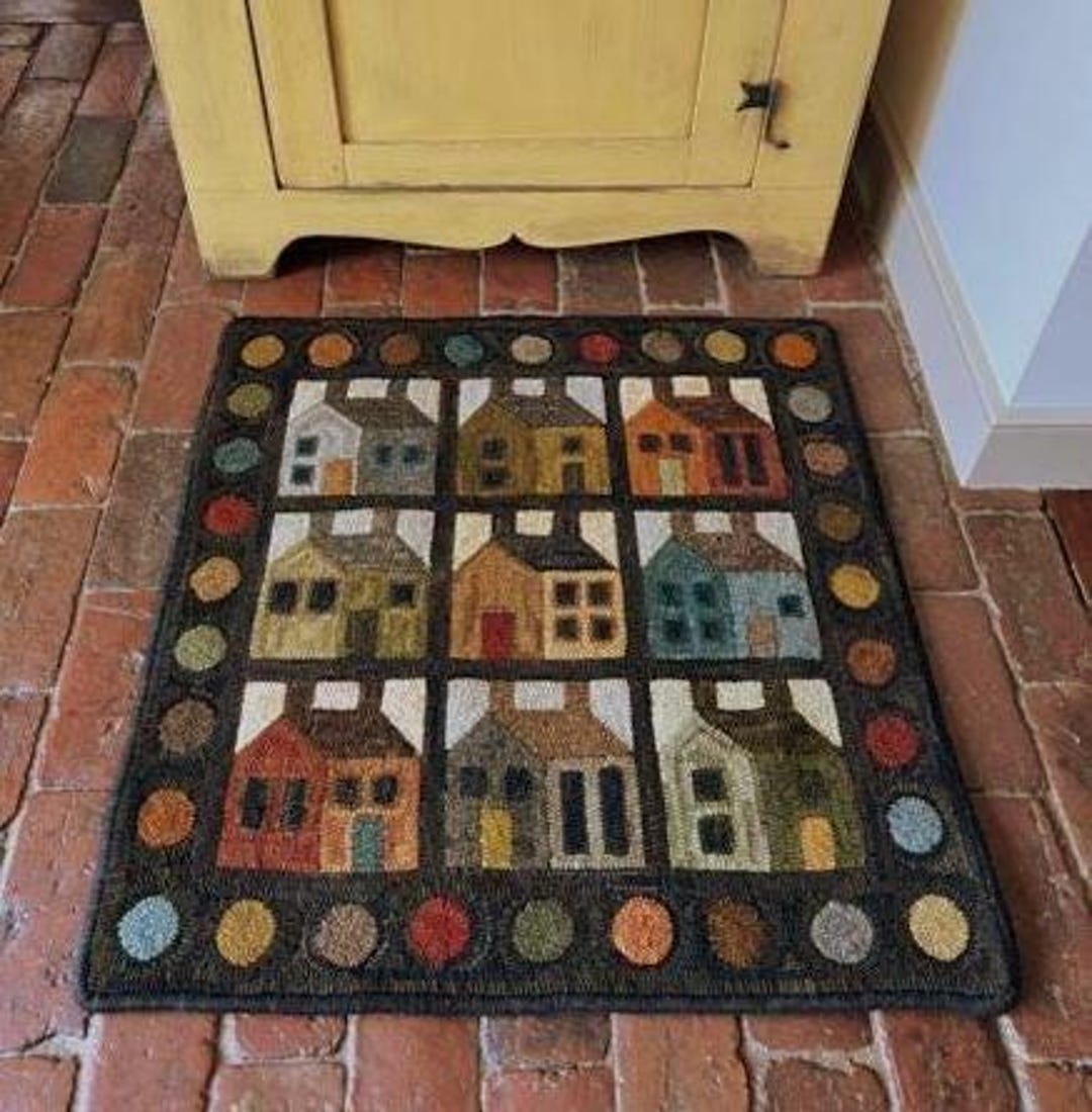 NINE PATCH HOUSES - Rug Hooking Pattern Designed by Therese Shick - Etsy