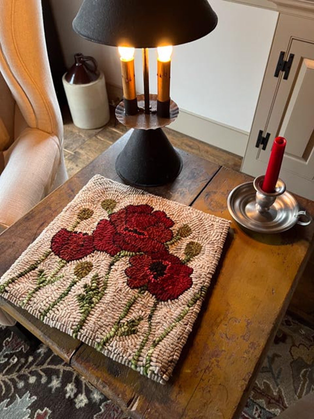 PRIM POPPIES (footer Series) - Traditional Rug Hooking Pattern Designed ...