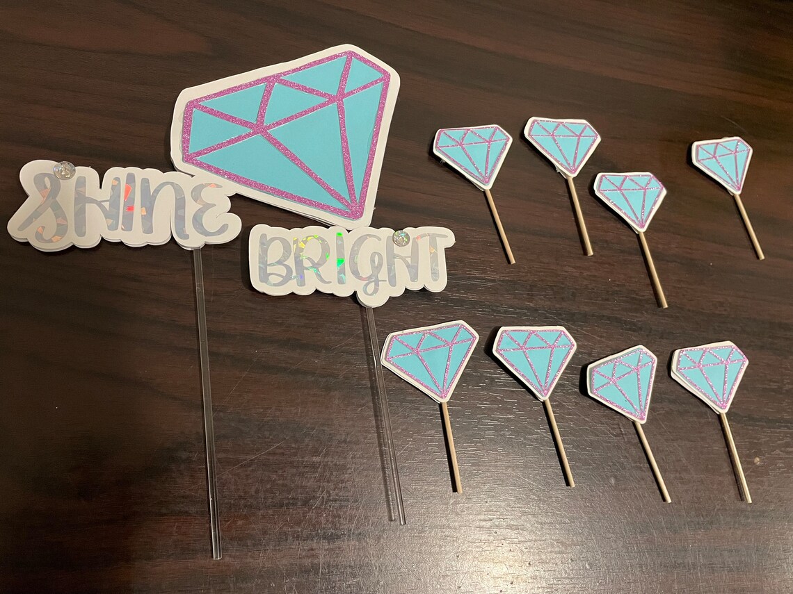 Diamond Cake Topper, Diamond Cupcake Topper, Shine Bright Like a ...