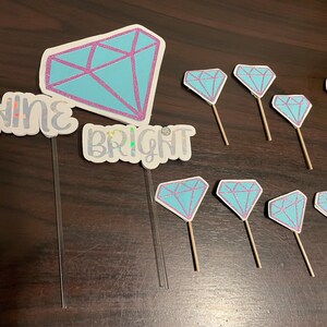 Diamond Cake Topper, Diamond Cupcake Topper, Shine Bright Like a ...